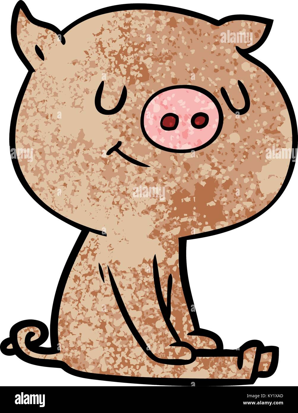 happy cartoon pig sitting Stock Vector Image & Art - Alamy