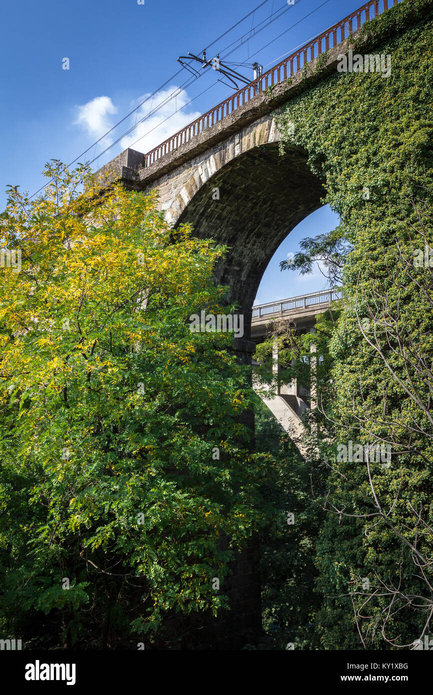 Old railroad bridge with stone arch Stock Photo - Alamy