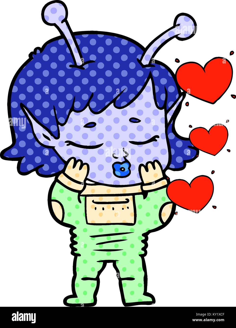 cartoon alien girl in love Stock Vector Image & Art - Alamy