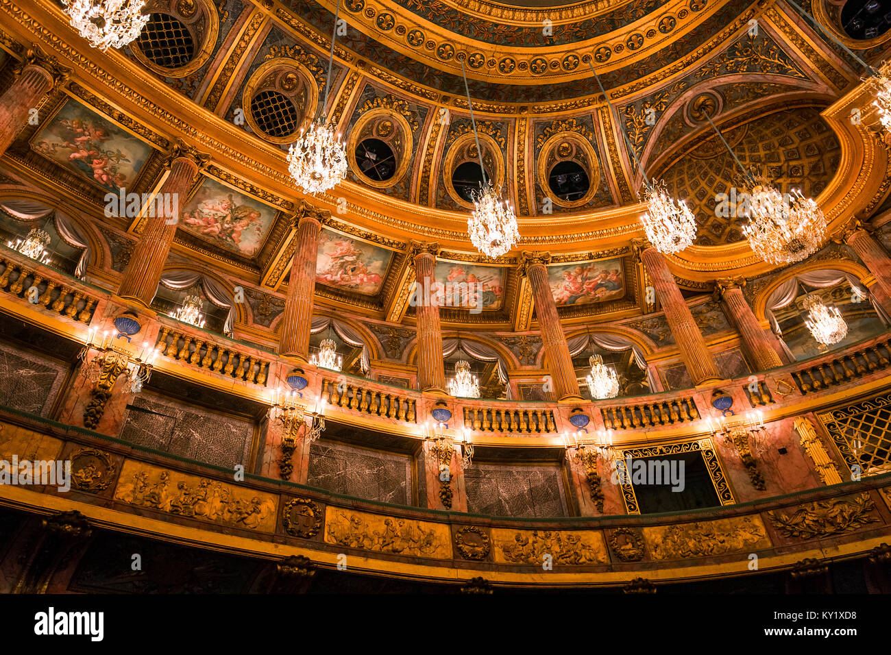 VERSAILLES FRANCE JANUARY 06 : Interiors and details of the royal opera ...