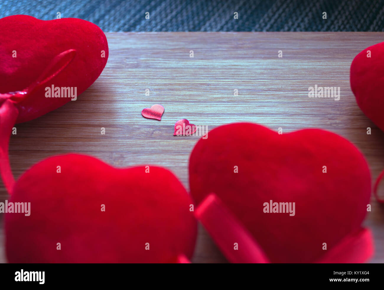 valentine's day background with red velvet hearts Stock Photo - Alamy
