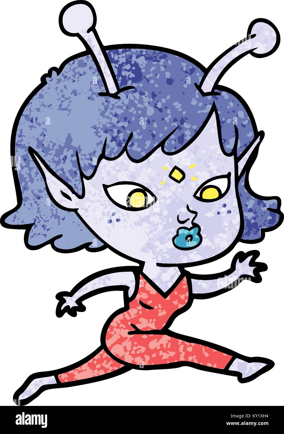 pretty cartoon alien girl running Stock Vector Image & Art - Alamy