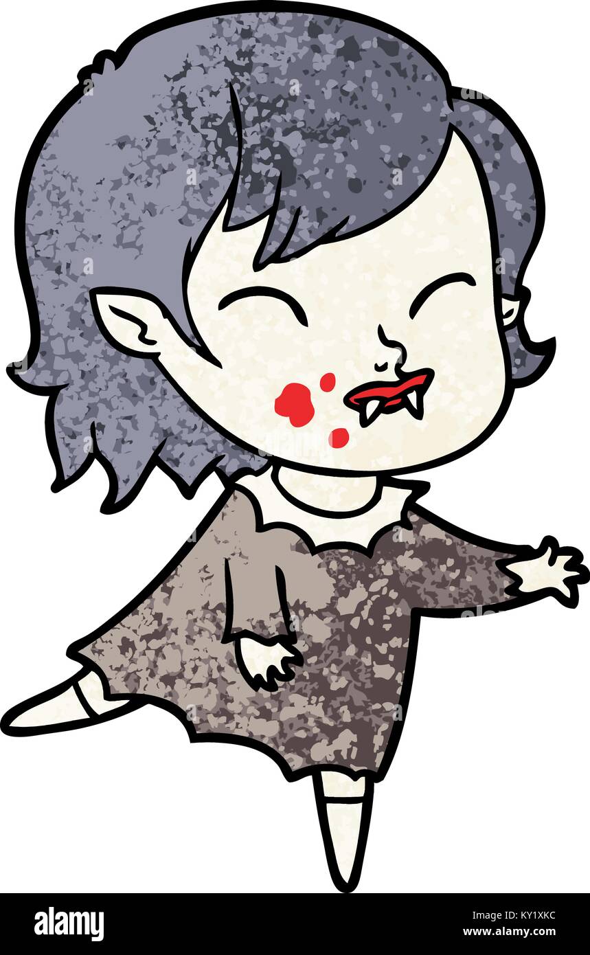 cartoon vampire girl with blood on cheek Stock Vector Image & Art - Alamy