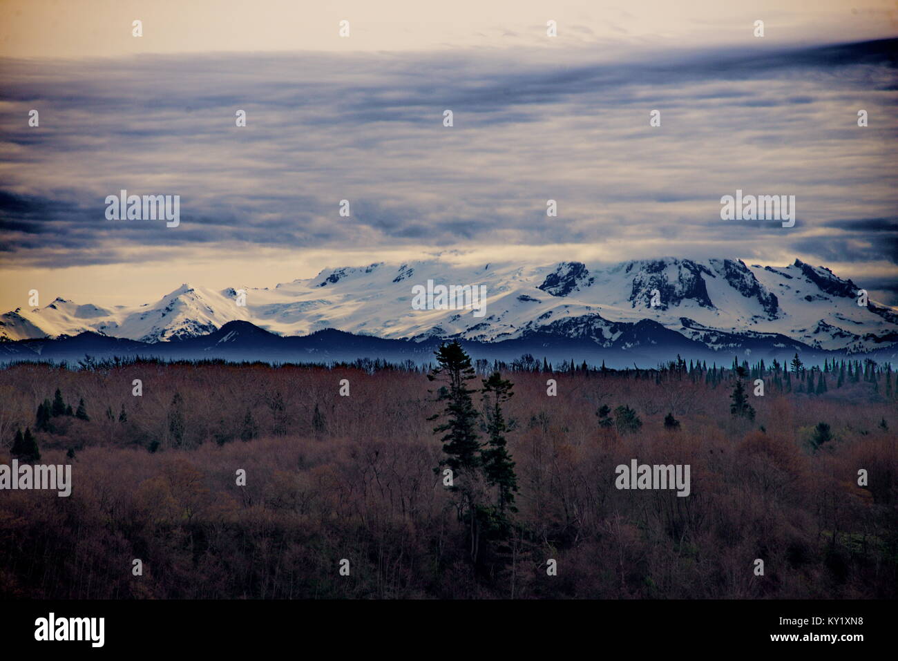 Seattle ,Washington state mountain view from a ship Stock Photo - Alamy