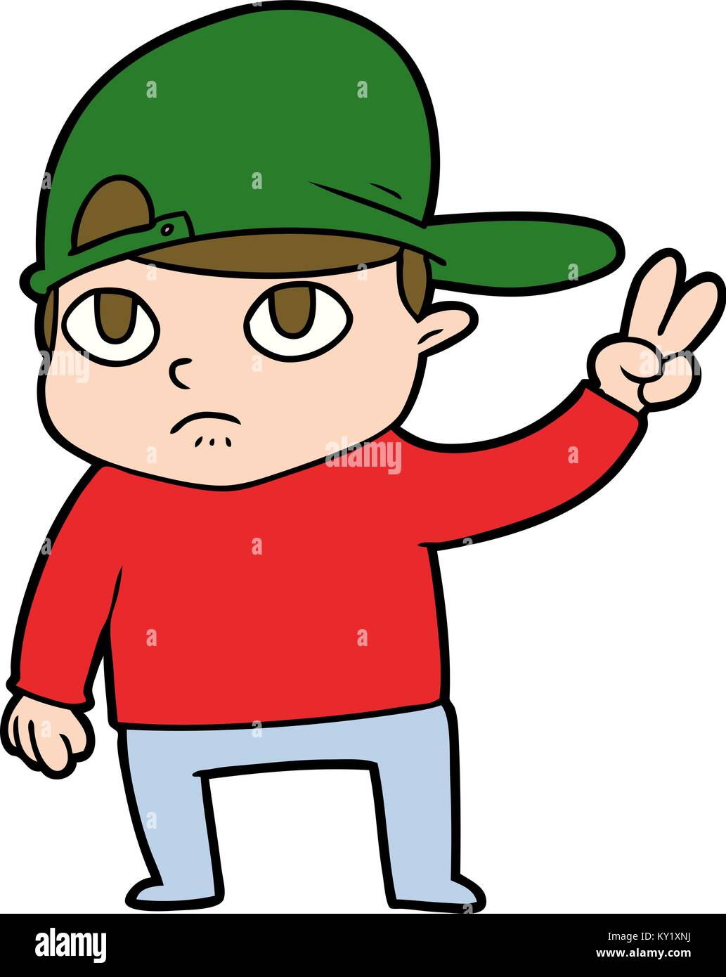 cartoon kid giving peace sign Stock Vector Image & Art - Alamy
