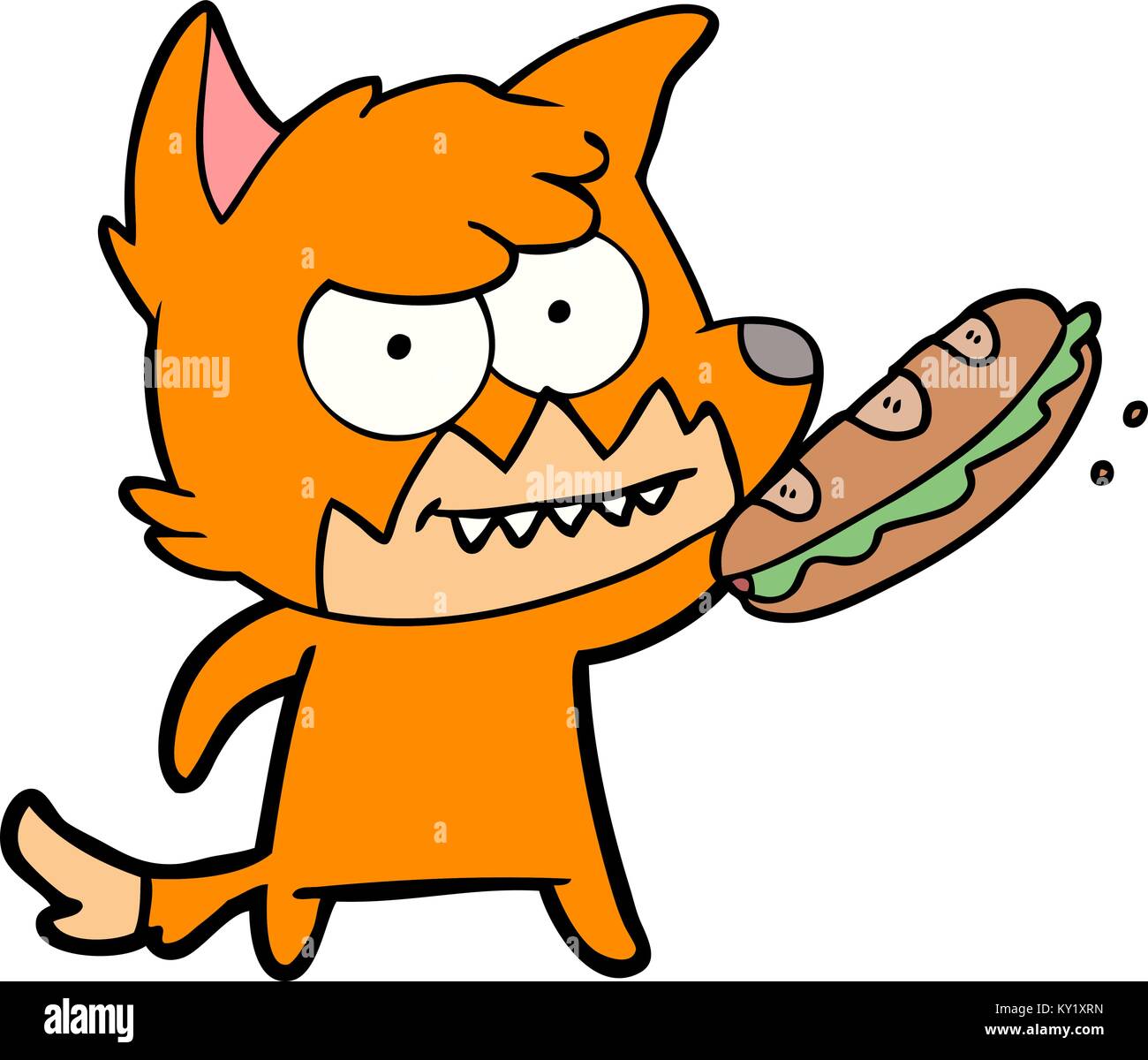 cartoon grinning fox with sandwich Stock Vector Image & Art - Alamy