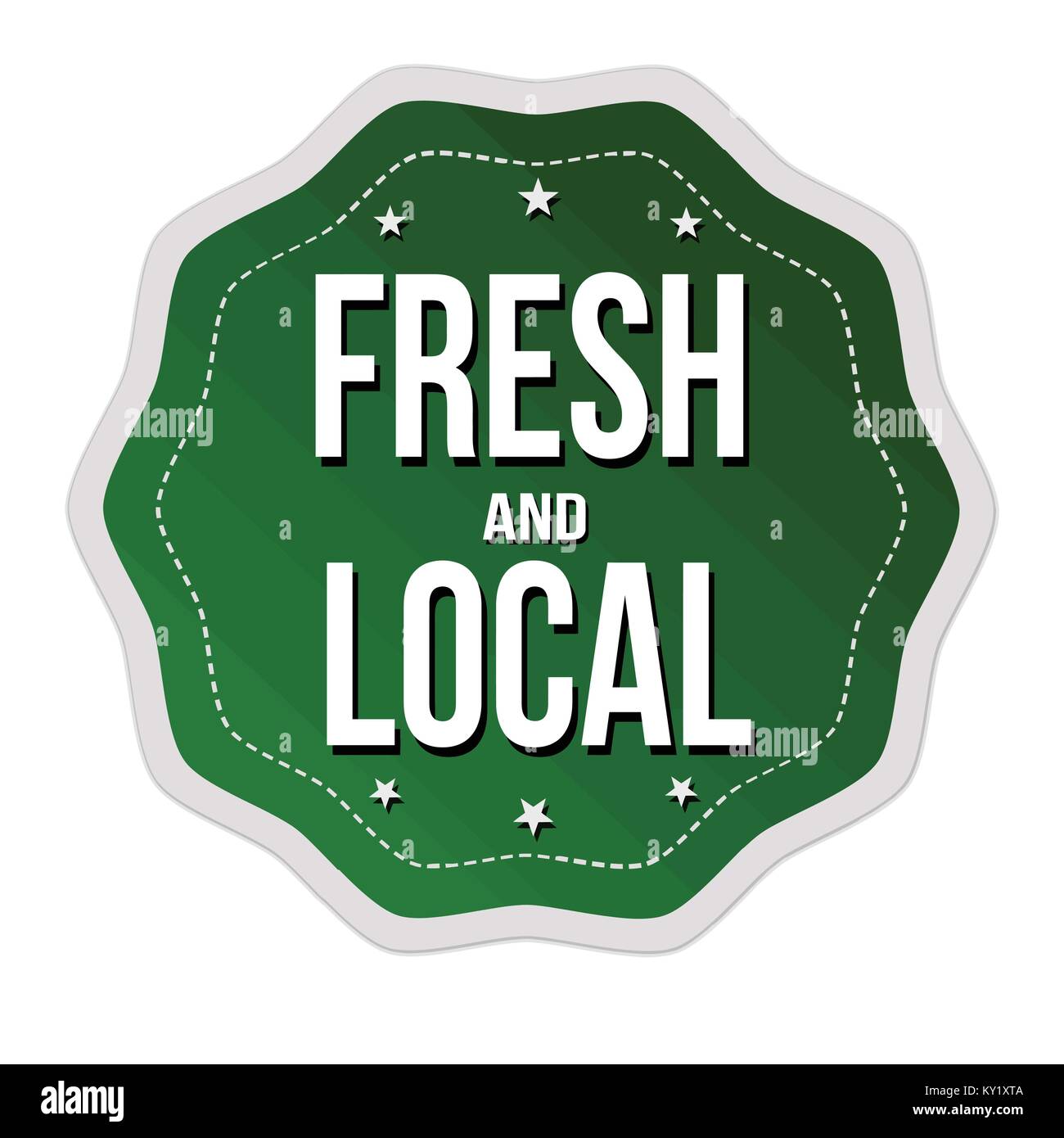Fresh and local label or sticker on white background, vector ...