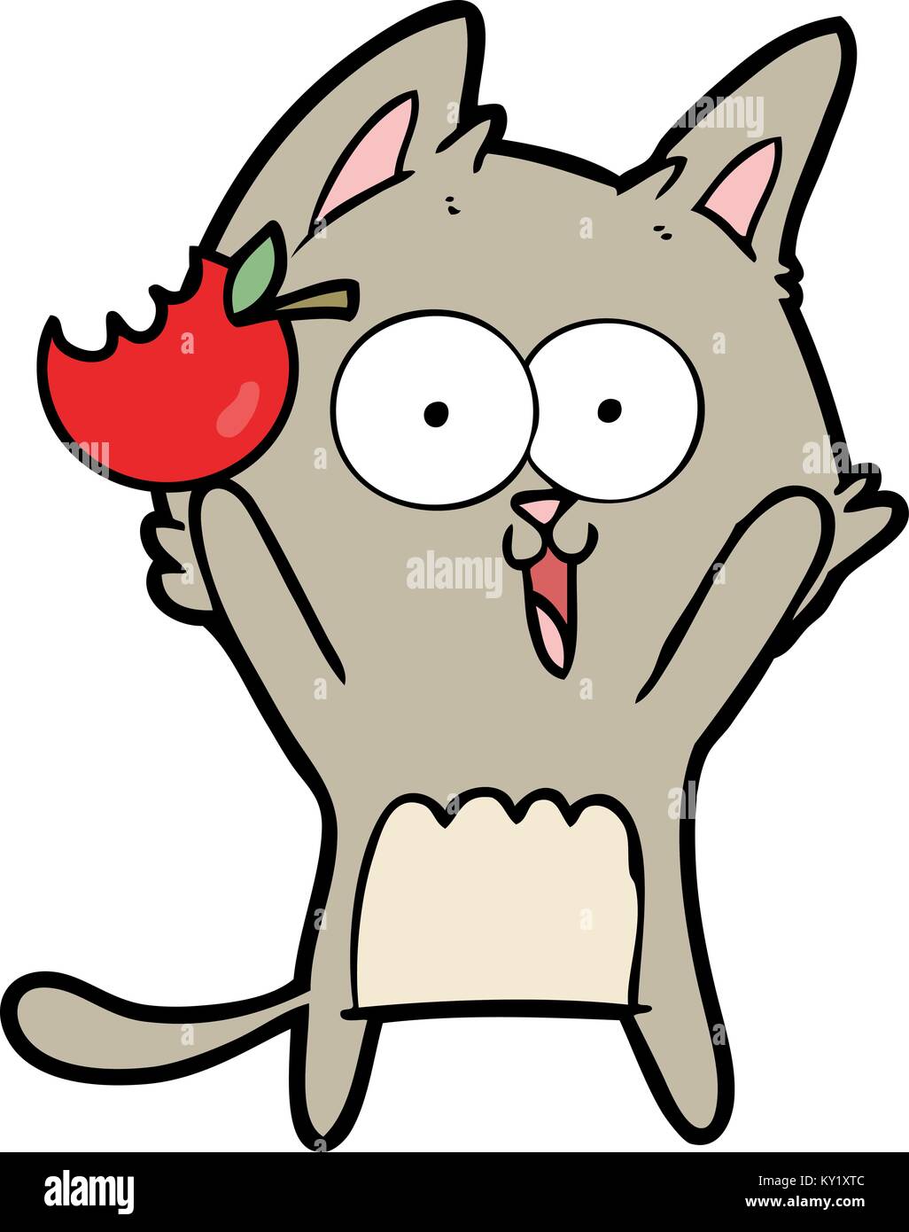funny cartoon cat with apple Stock Vector Image & Art - Alamy