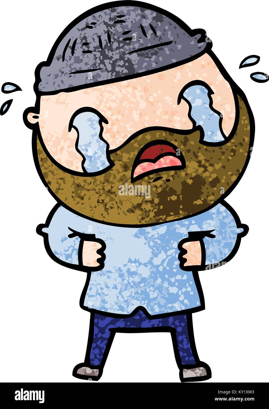 cartoon bearded man crying Stock Vector Image & Art - Alamy