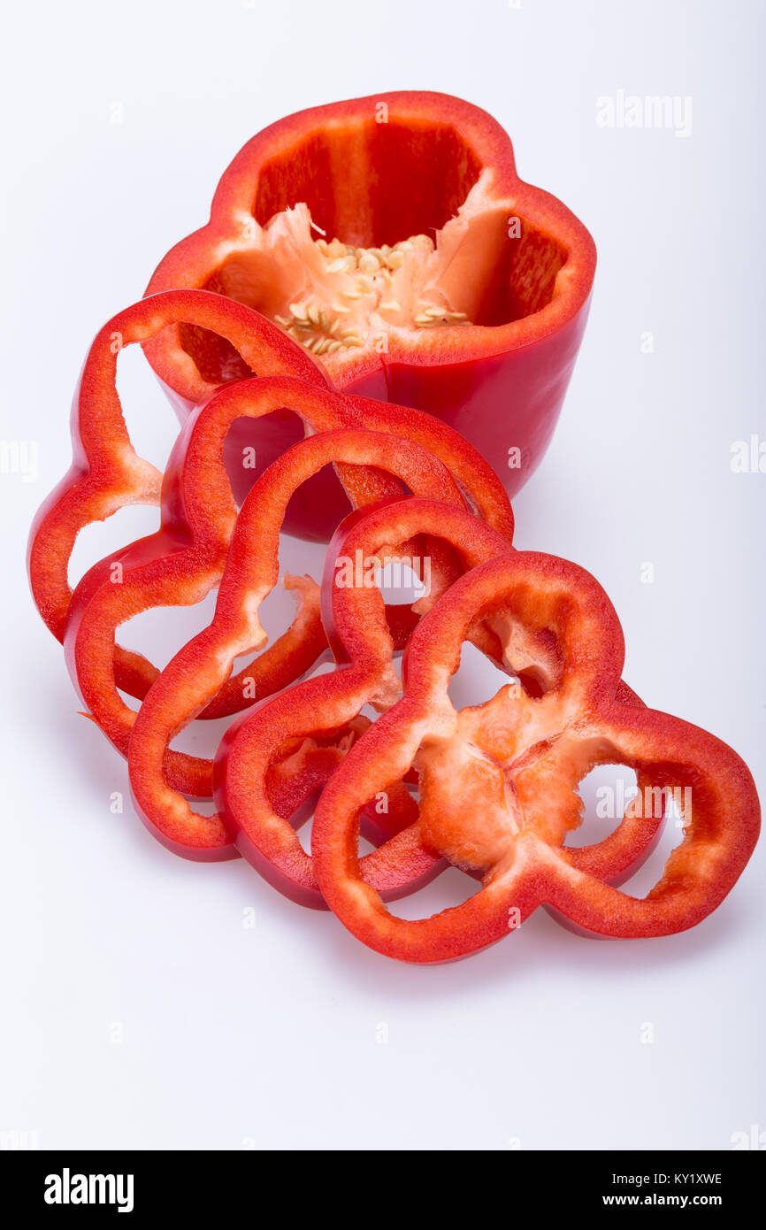 Sliced red pepper isolated on white background Stock Photo - Alamy