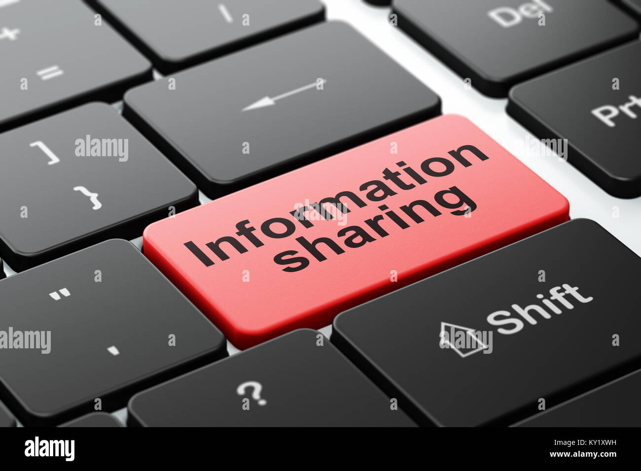 Information concept: Information Sharing on computer keyboard ...