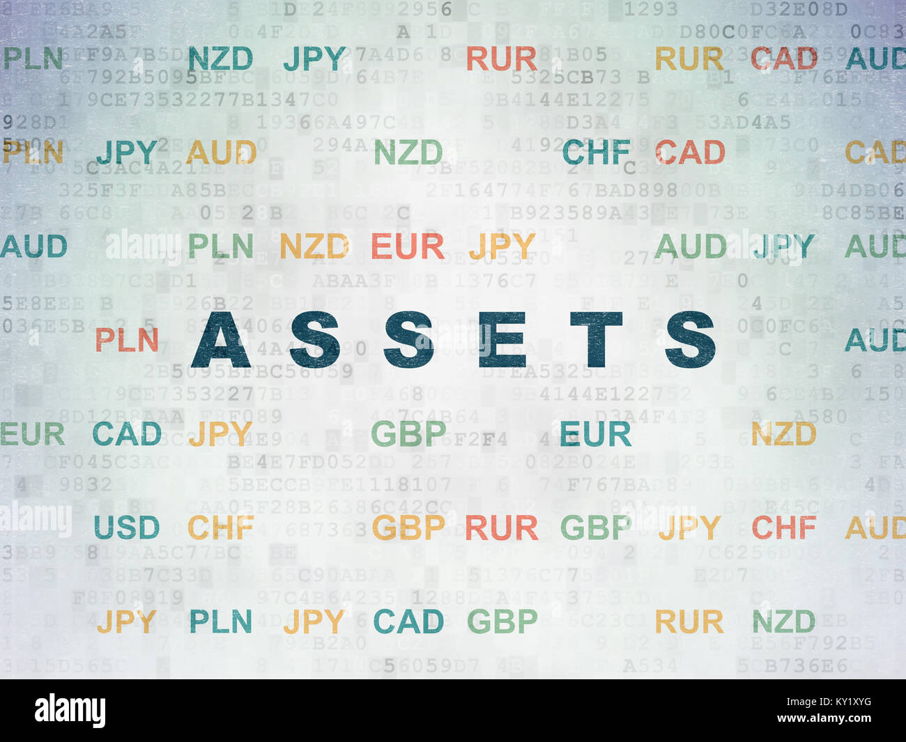 Currency concept: Assets on Digital Data Paper background Stock Photo ...