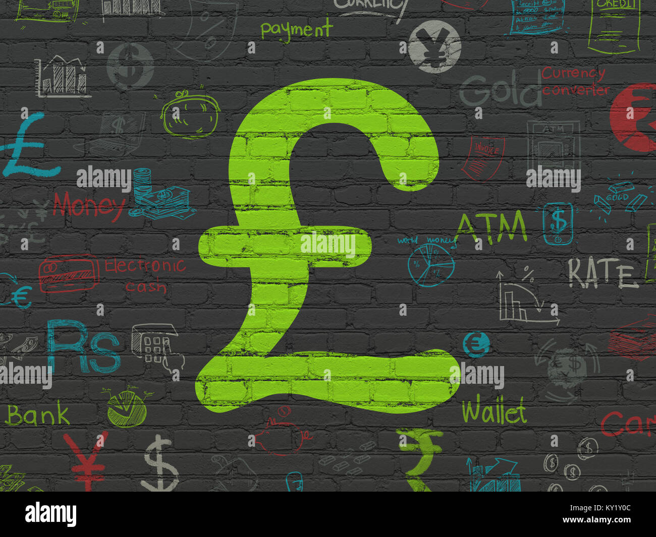 Currency concept: Pound on wall background Stock Photo - Alamy