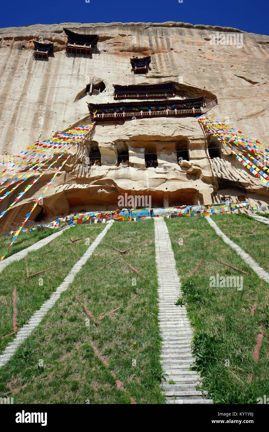 ZHANGYE, CHINA - CIRCA MAY 2017 Mati Si temple in the rock caves Stock ...