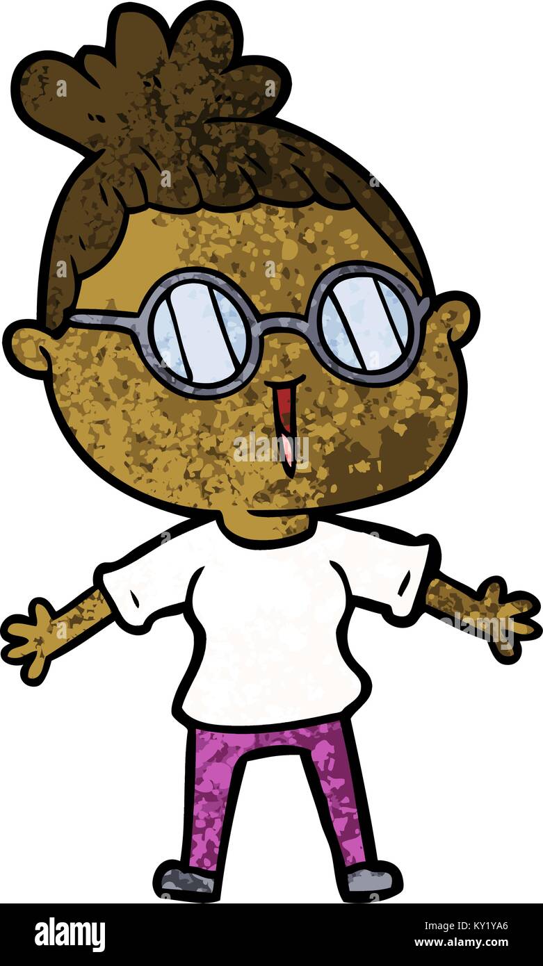 cartoon woman wearing spectacles Stock Vector Image & Art - Alamy