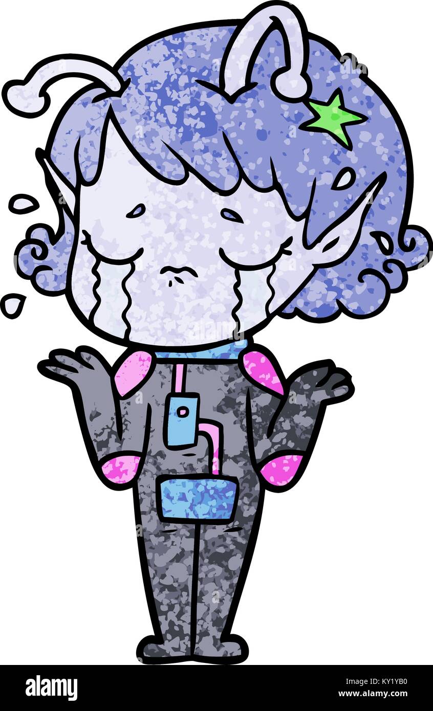 cartoon crying alien girl Stock Vector Image & Art - Alamy