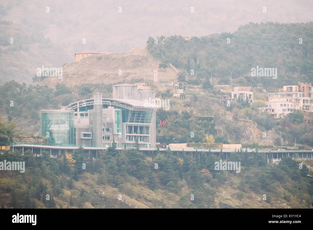The complex of buildings, residence and trade center in Sololaki Ridge ...