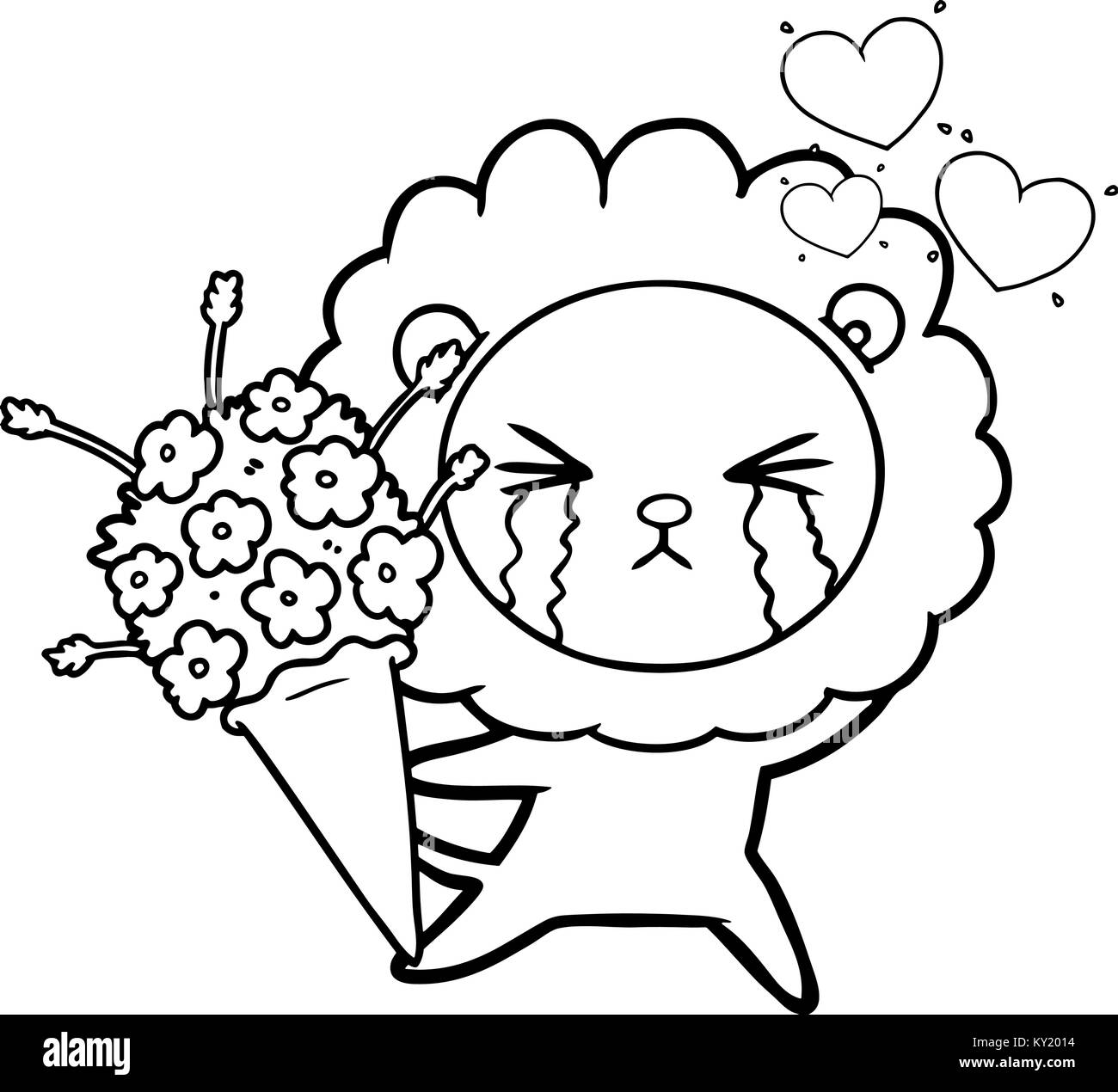cartoon crying lion in love Stock Vector Image & Art - Alamy