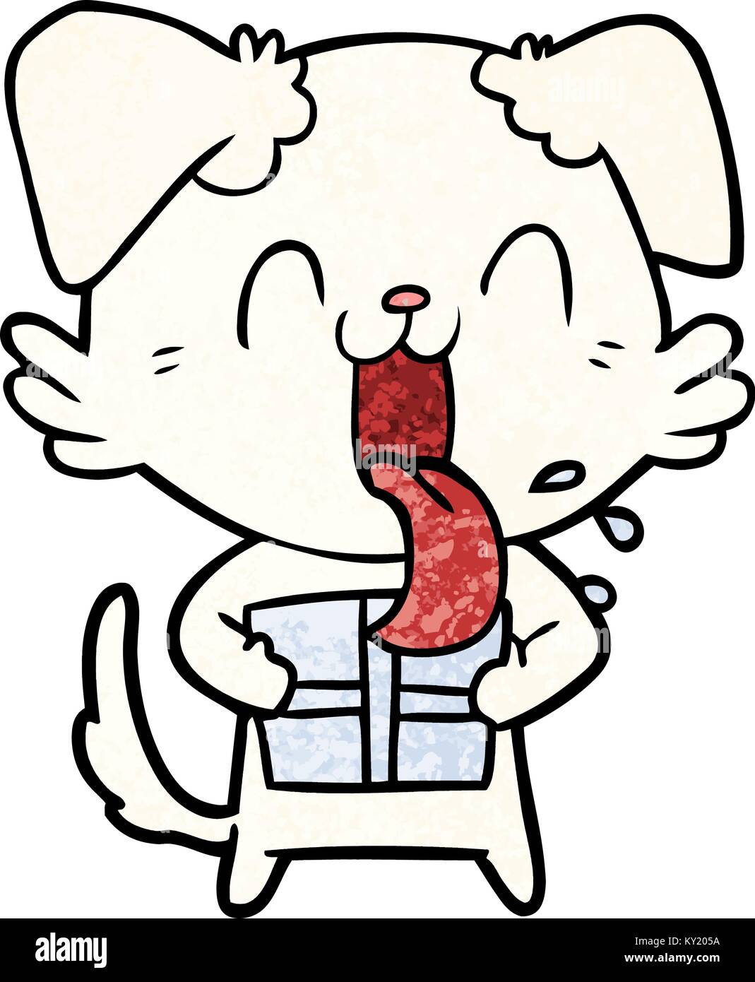 cartoon panting dog with present Stock Vector Image & Art - Alamy