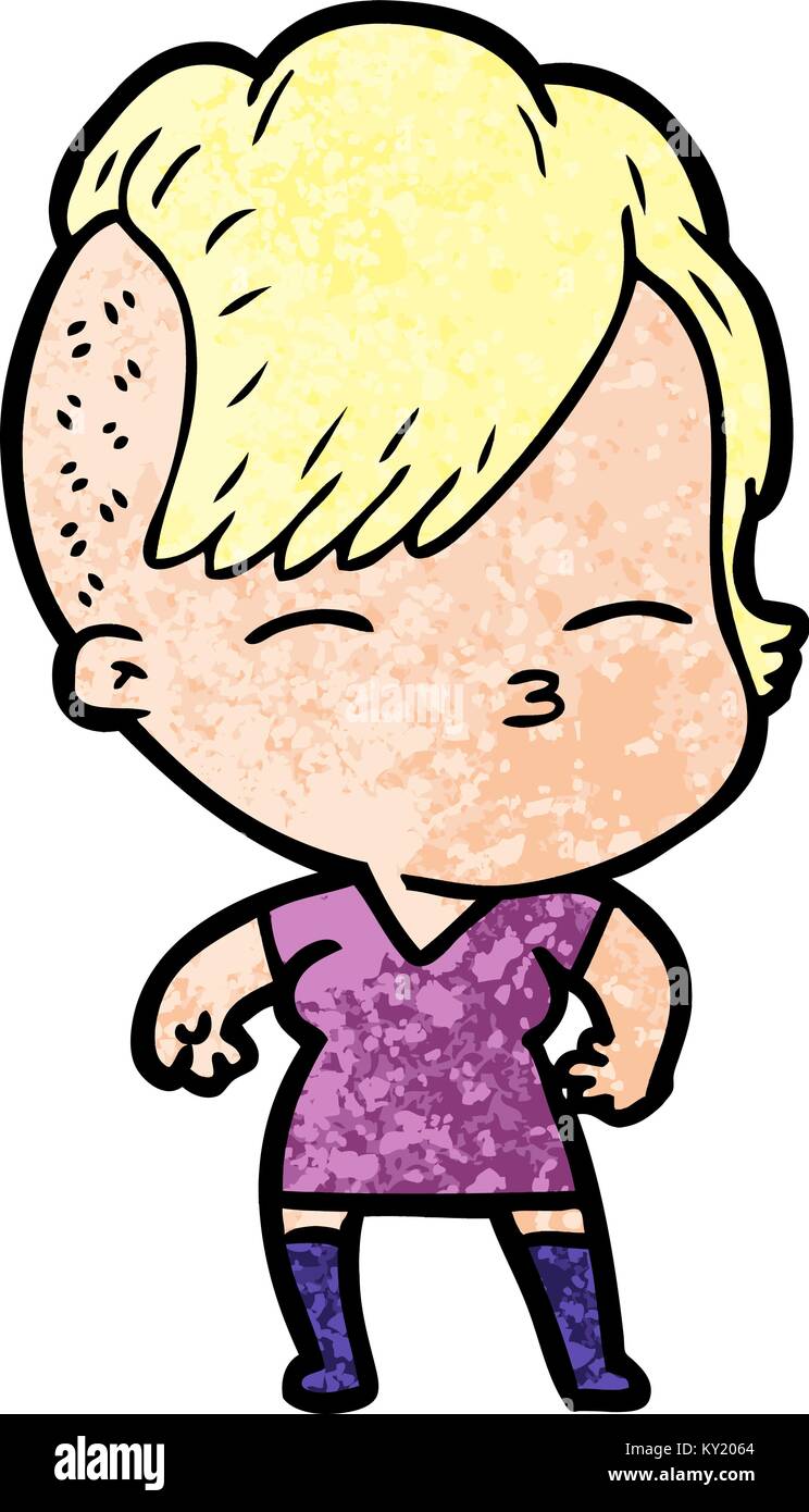 cartoon squinting girl Stock Vector Image & Art - Alamy