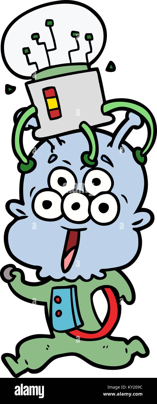 happy cartoon alien running Stock Vector Image & Art - Alamy