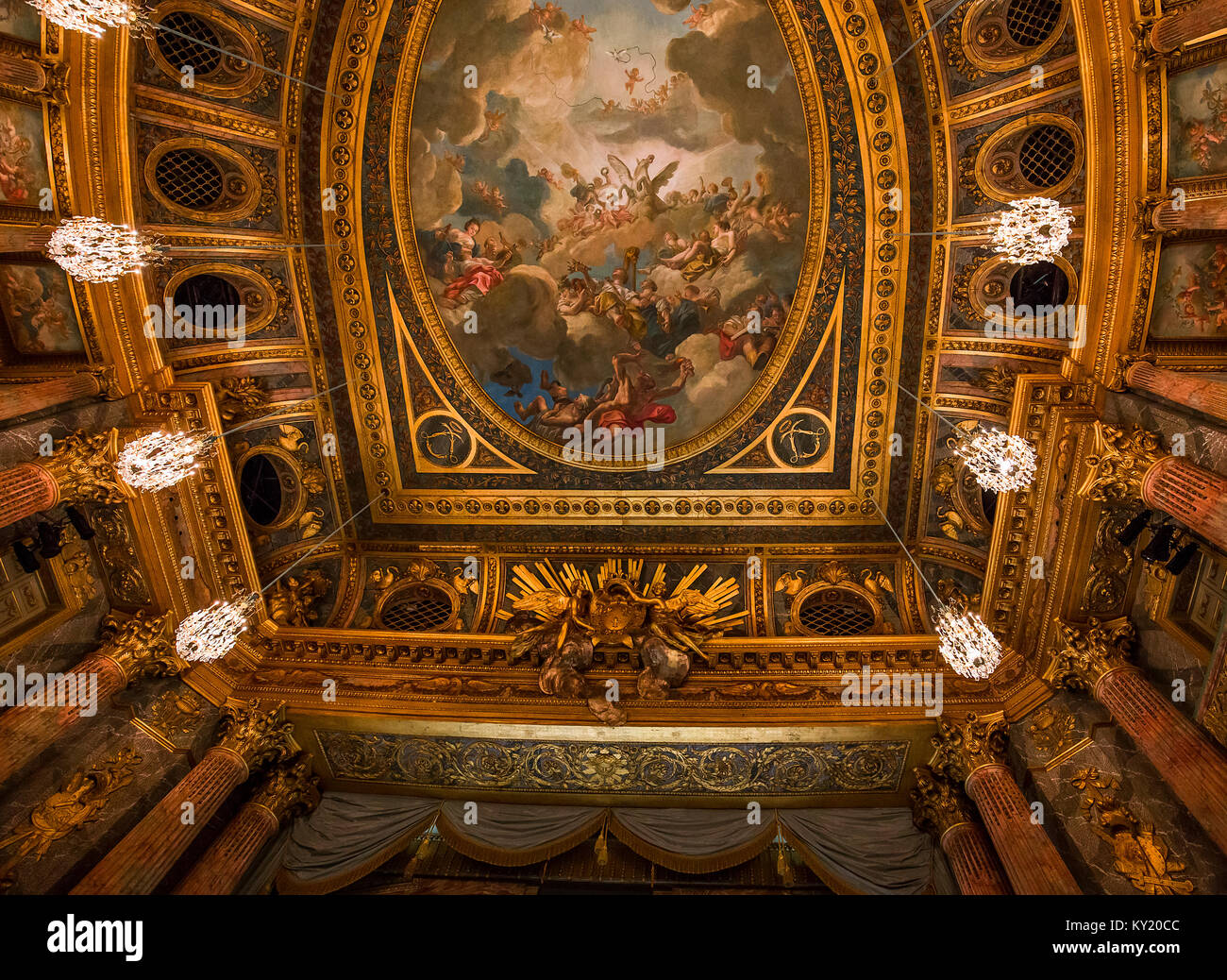 VERSAILLES FRANCE JANUARY 06 : Interiors and details of the royal opera ...