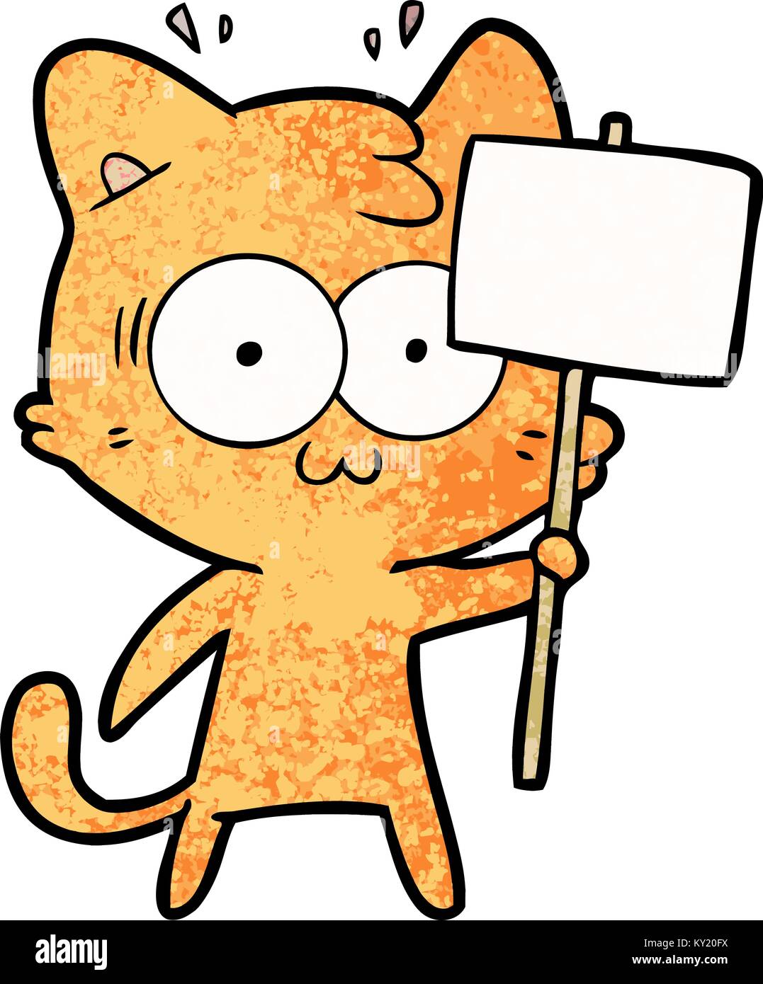 cartoon surprised cat waving sign Stock Vector Image & Art - Alamy