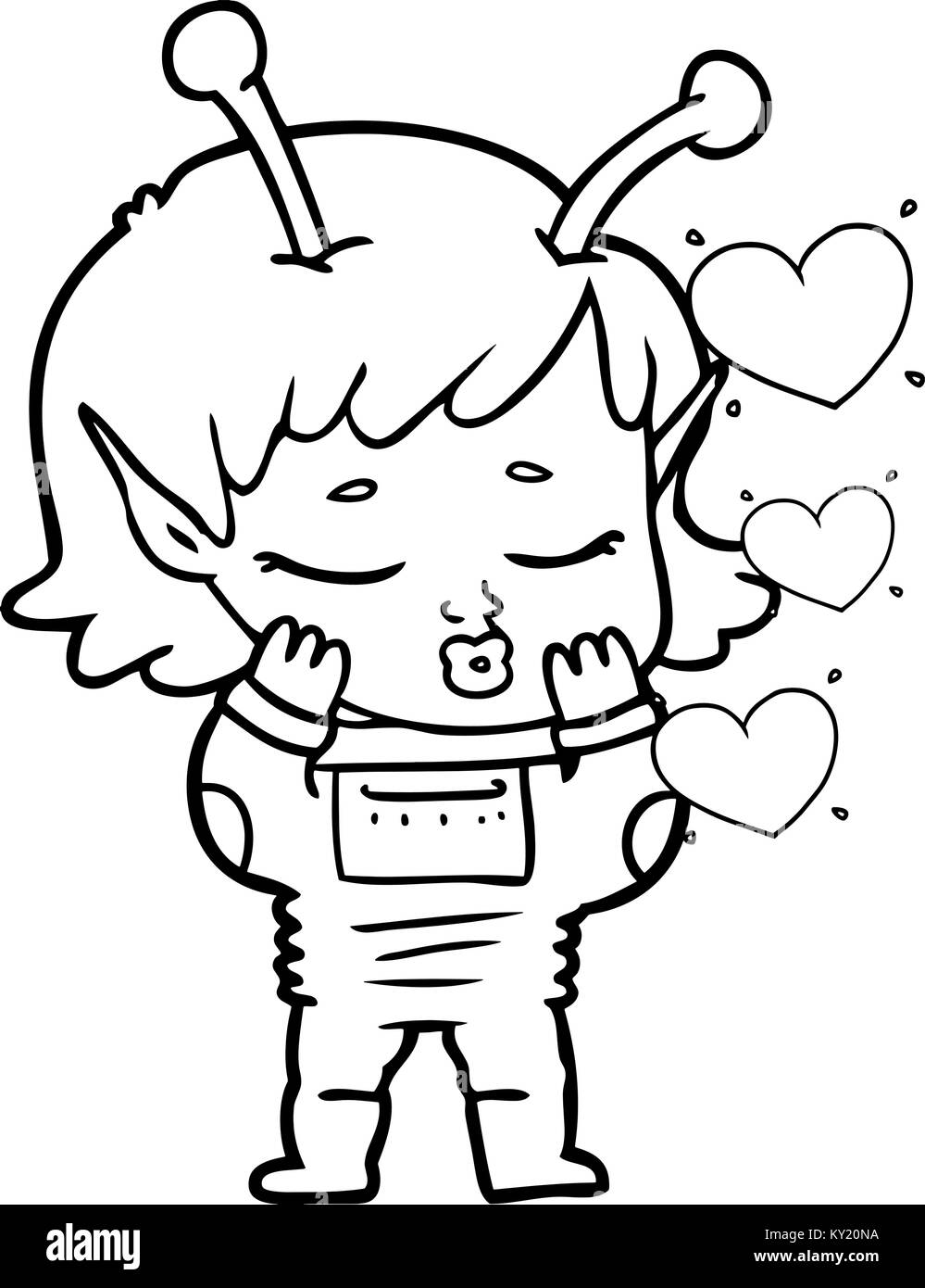 cartoon alien girl in love Stock Vector Image & Art - Alamy