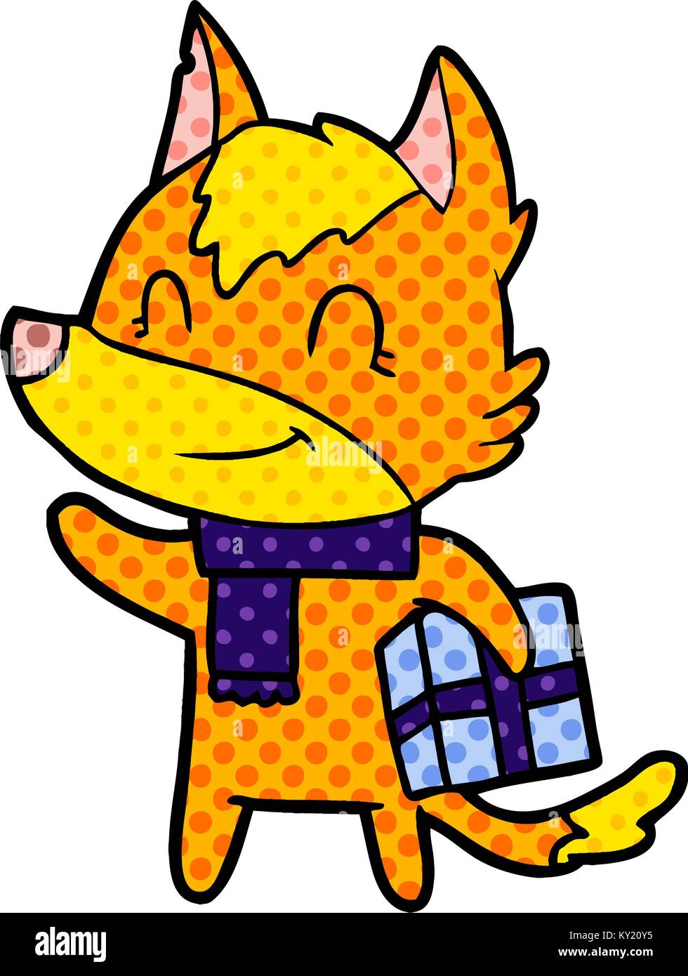 fox cartoon character with present Stock Vector Image & Art - Alamy