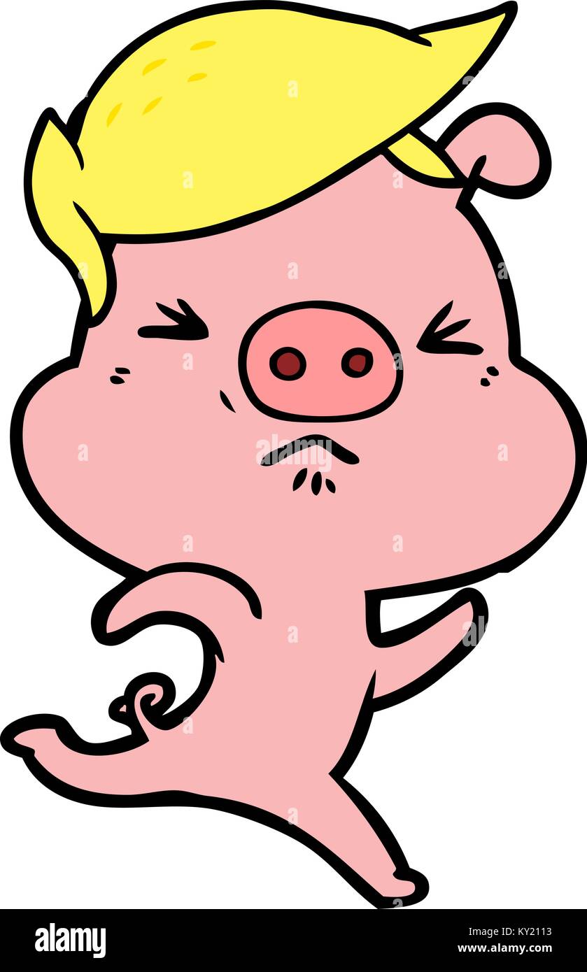 cartoon annoyed pig running Stock Vector Image & Art - Alamy