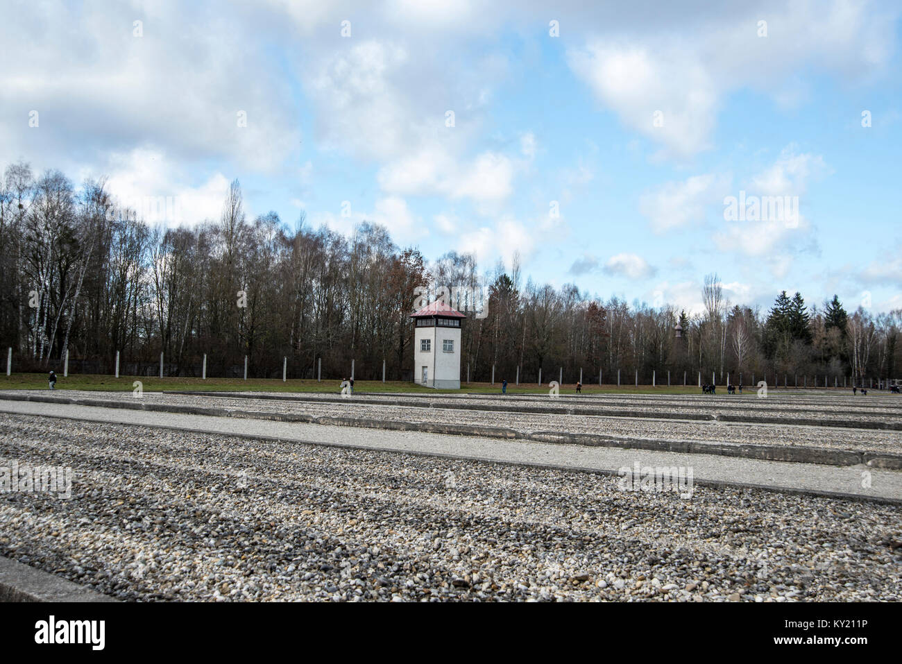 Guard tower at Dachau concentration camp Stock Photo - Alamy