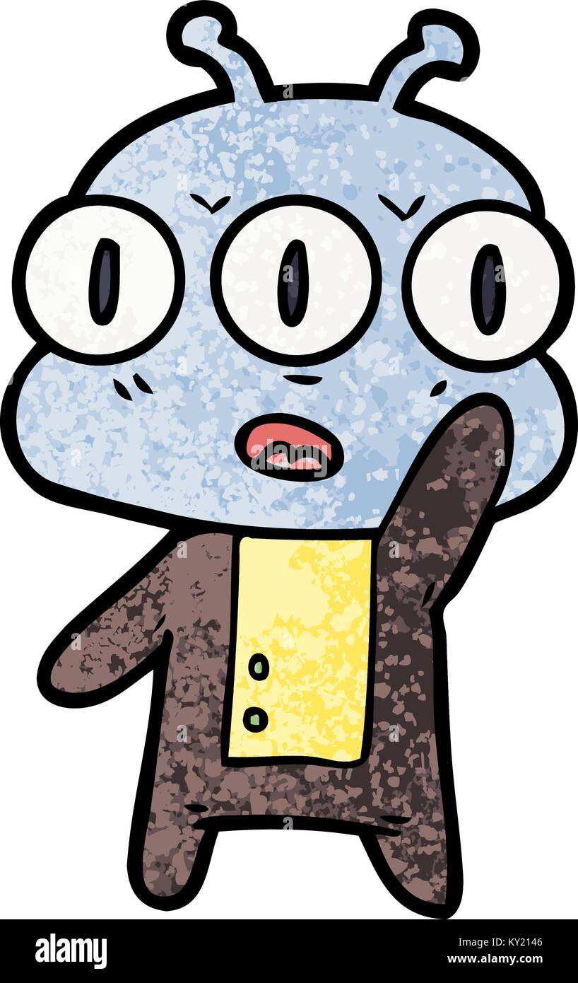 cartoon three eyed alien waving Stock Vector Image & Art - Alamy