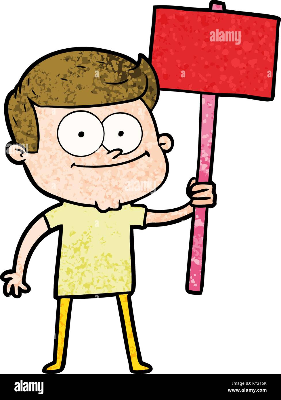 cartoon happy man with placard Stock Vector Image & Art - Alamy