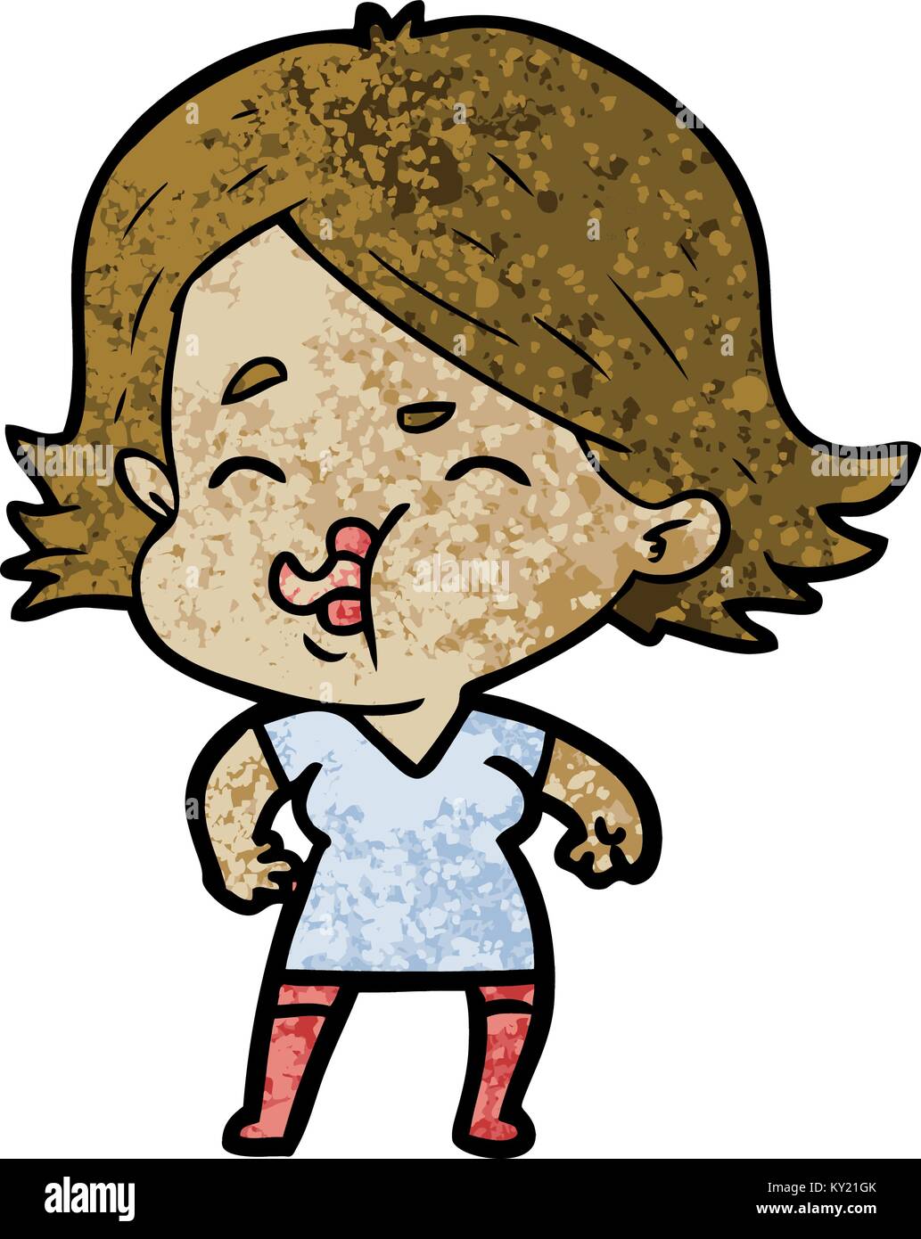 cartoon girl pulling face Stock Vector Image & Art - Alamy