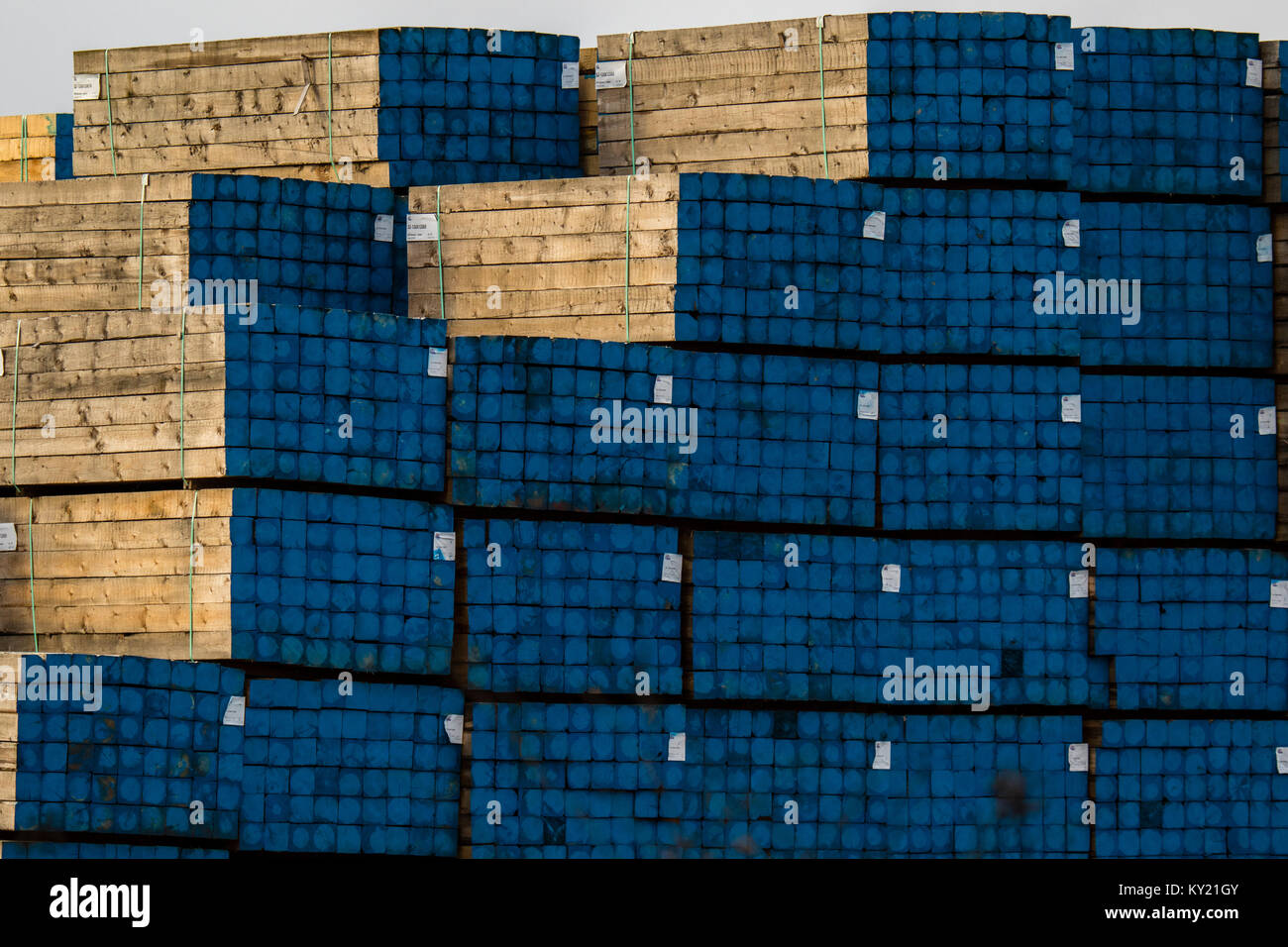 Stacks of lumber at local saw mill ready to be shipped Stock Photo - Alamy