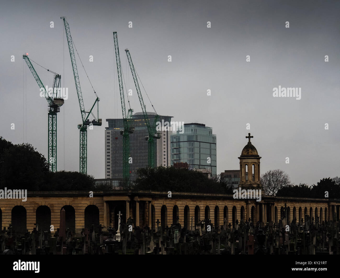 Cemetery and Construction Site Stock Photo - Alamy