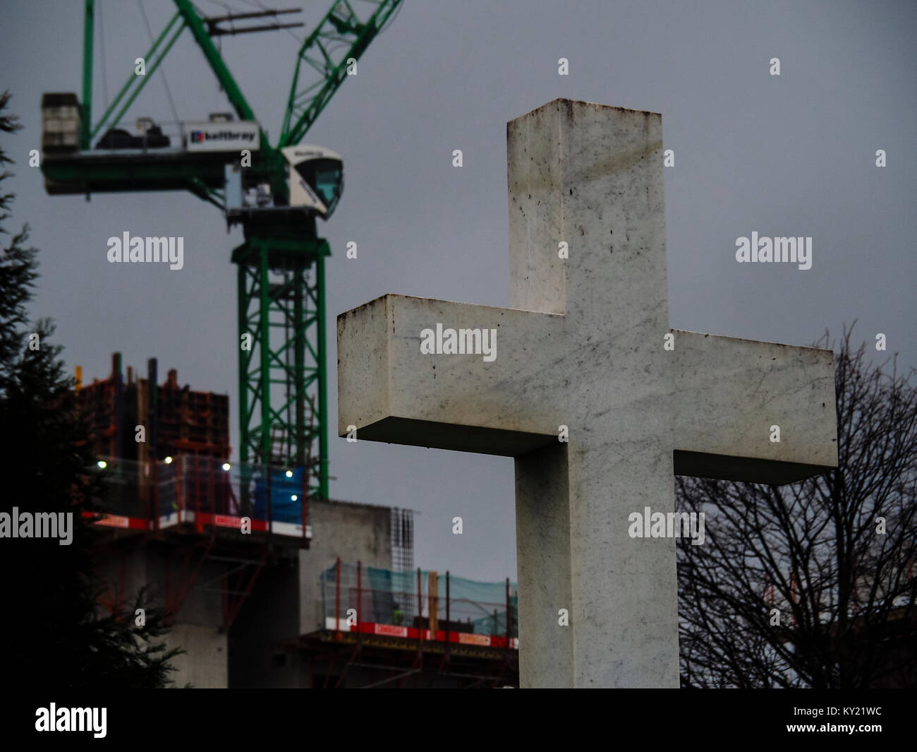 Cemetery and Construction Site Stock Photo - Alamy