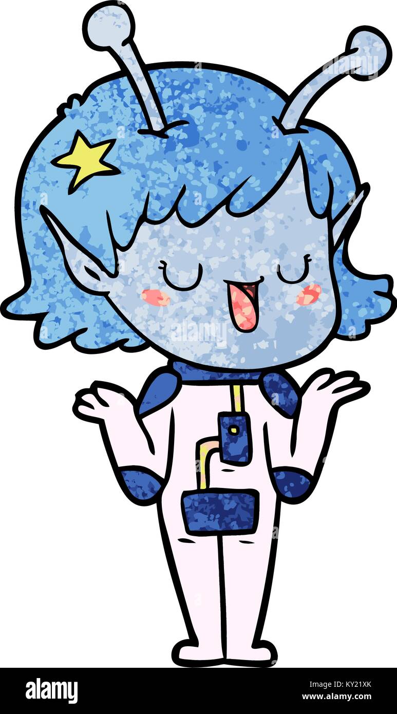happy alien girl cartoon Stock Vector Image & Art - Alamy