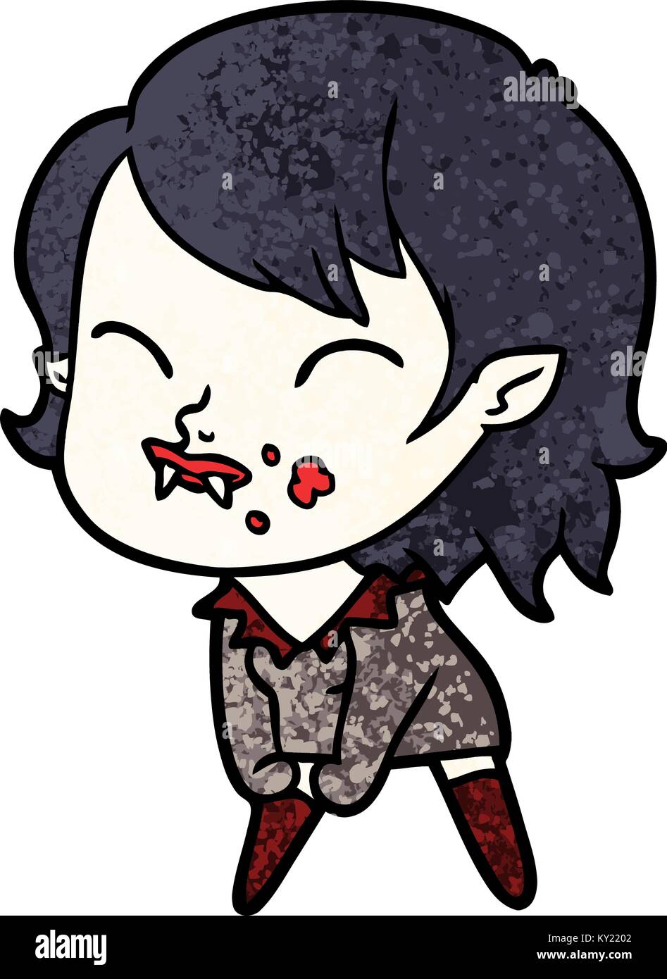 cartoon vampire girl with blood on cheek Stock Vector Image & Art - Alamy