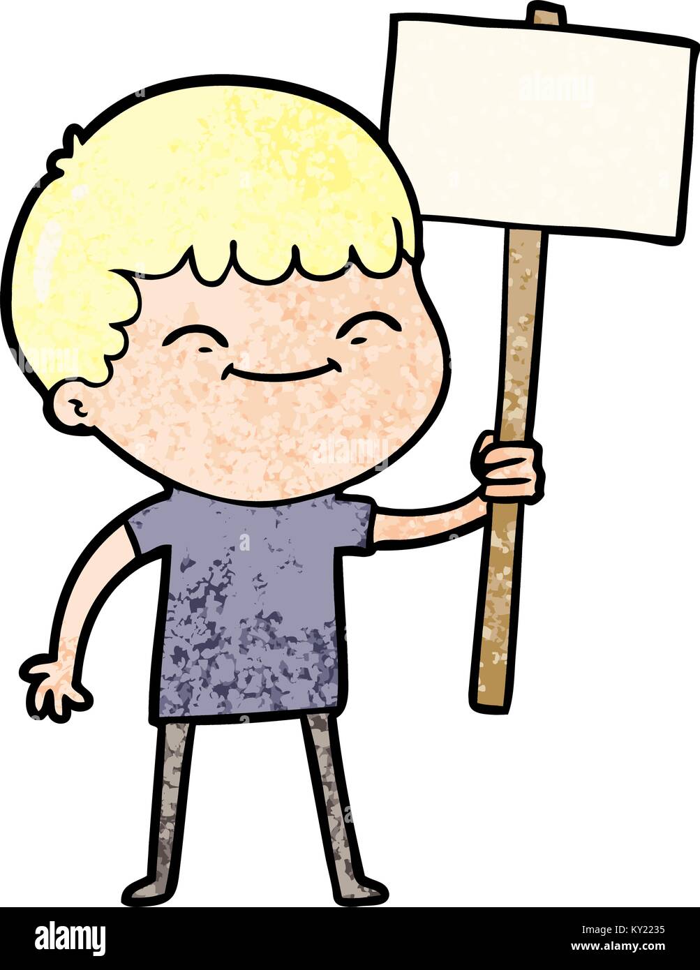 cartoon smiling boy with placard Stock Vector Image & Art - Alamy