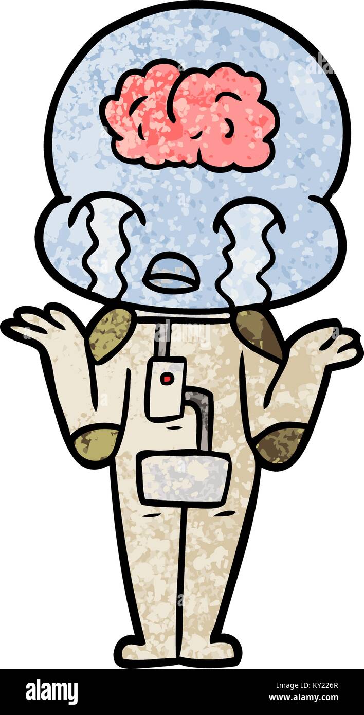 cartoon big brain alien crying Stock Vector Image & Art - Alamy