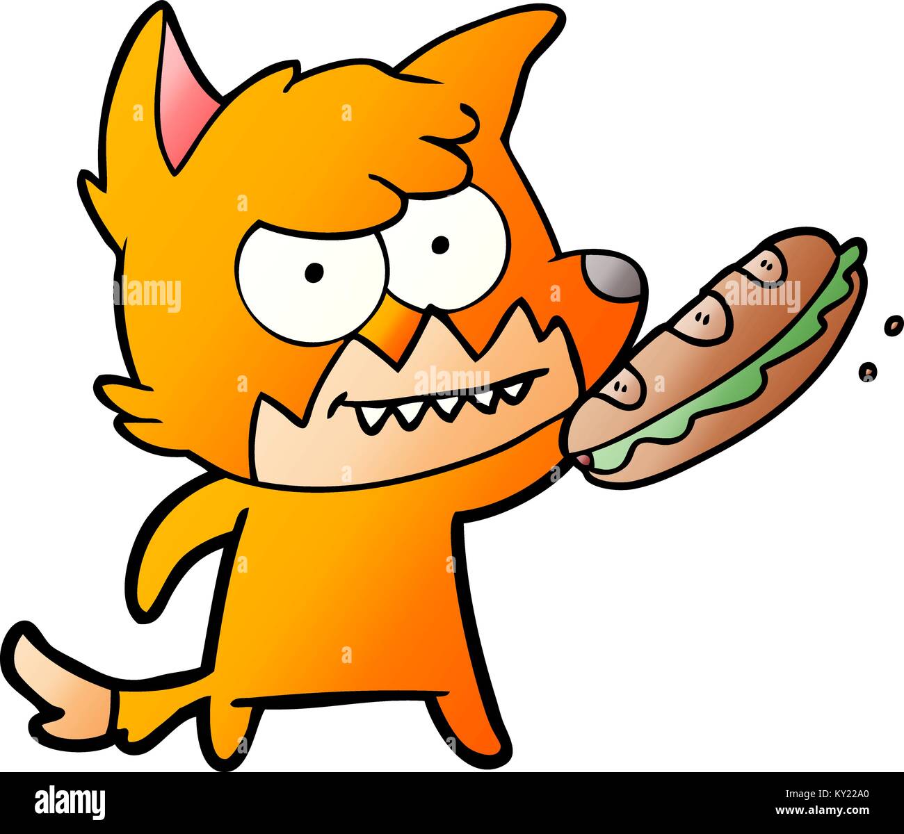 cartoon grinning fox with sandwich Stock Vector Image & Art - Alamy