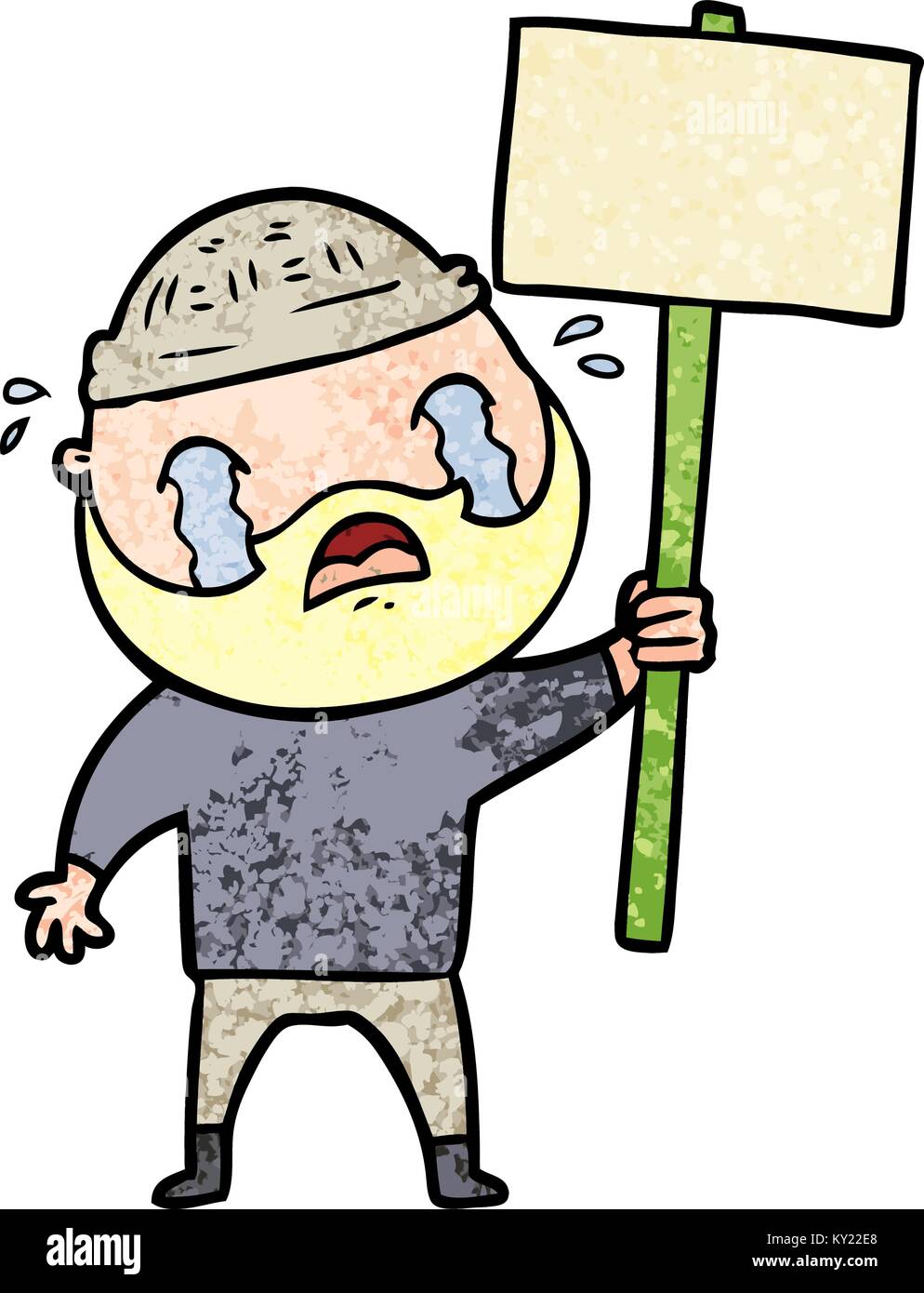 cartoon bearded protester crying Stock Vector Image & Art - Alamy