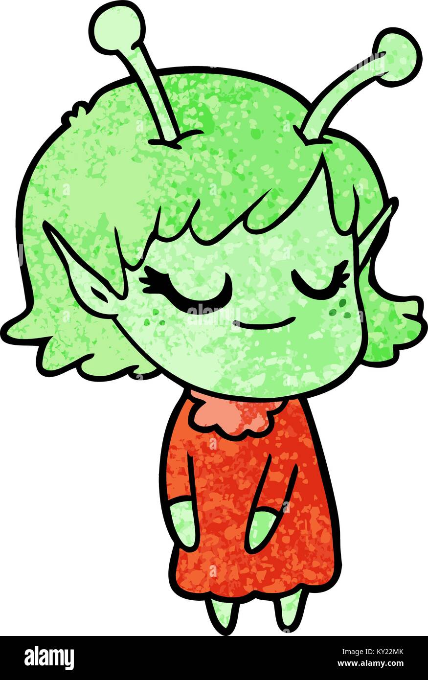 smiling alien girl cartoon Stock Vector Image & Art - Alamy
