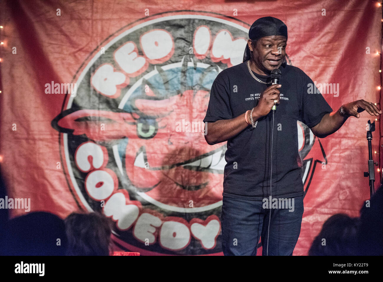 Comedian Stephen K. Amos performing at The Red Imp Comedy Club the ...