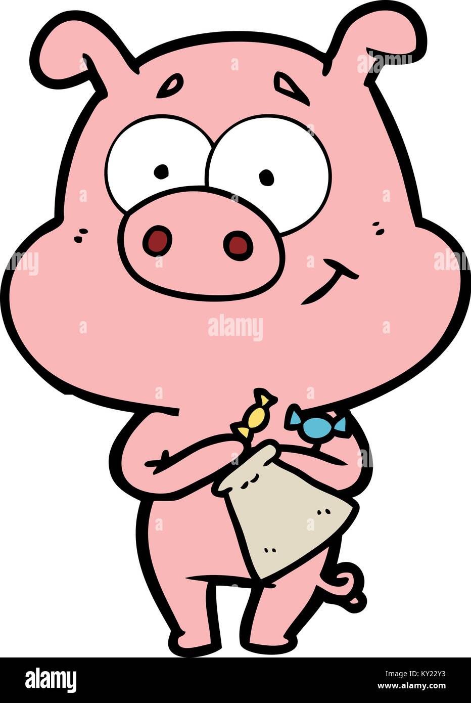 happy cartoon pig with candy Stock Vector Image & Art - Alamy