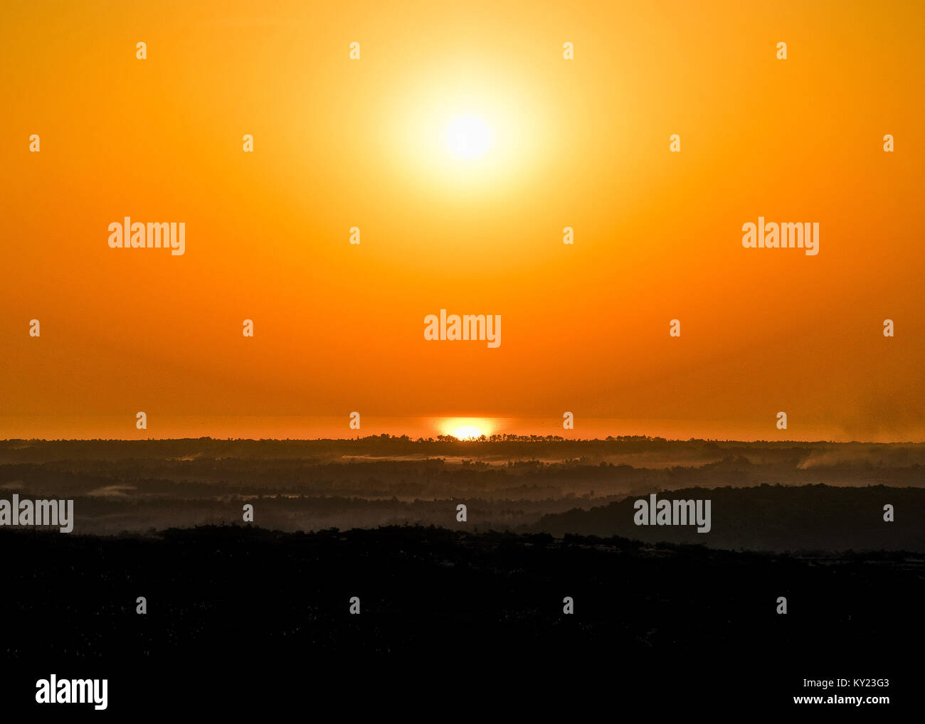 Magnificent sunset as seen from Verna plateau in Goa, India Stock Photo ...