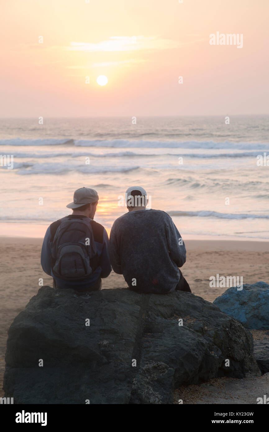 Two young men at beach hi-res stock photography and images - Alamy