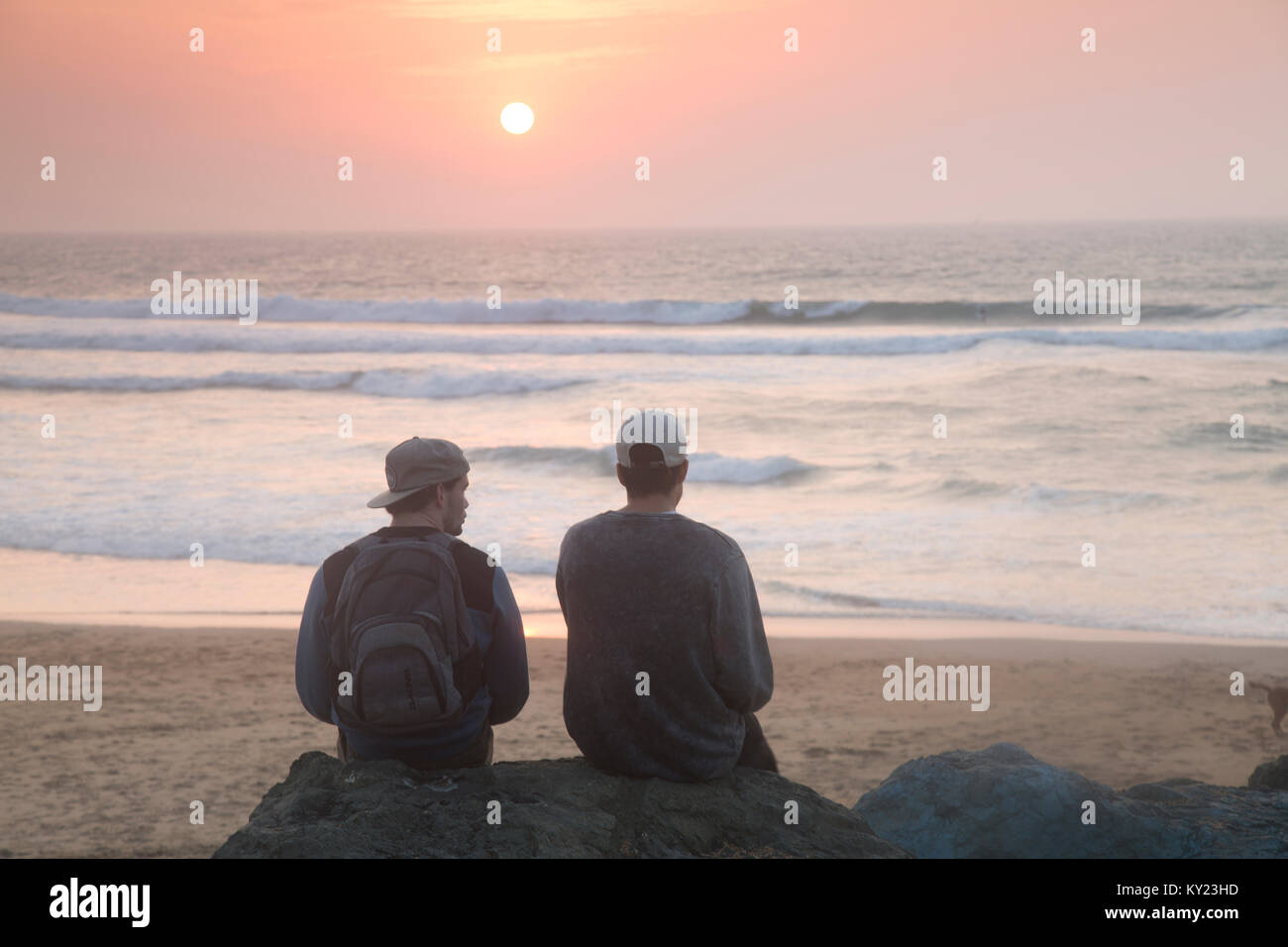 Two Men at Beach; Biarritz; Basque Country; France Stock Photo - Alamy