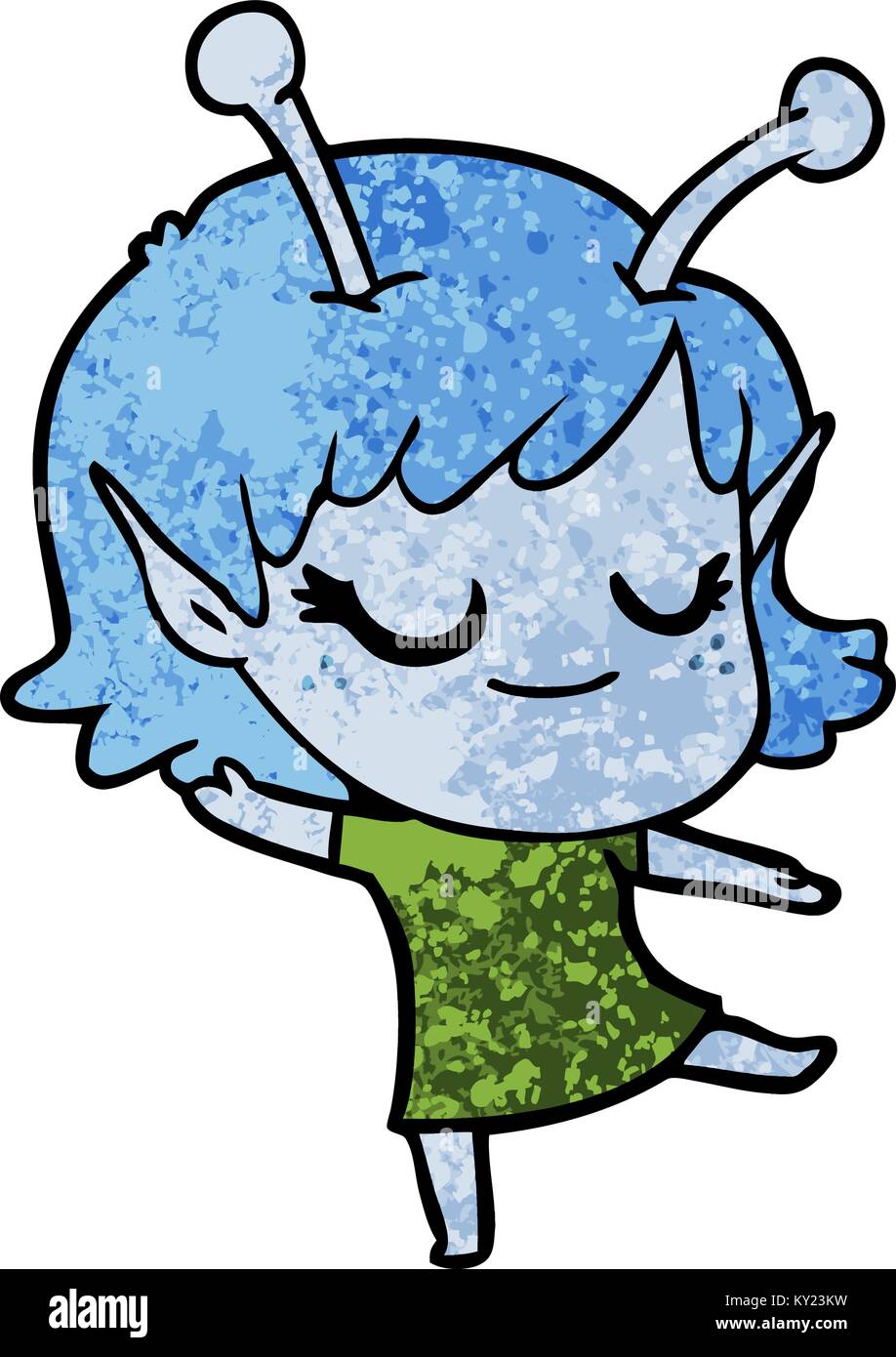smiling alien girl cartoon Stock Vector Image & Art - Alamy